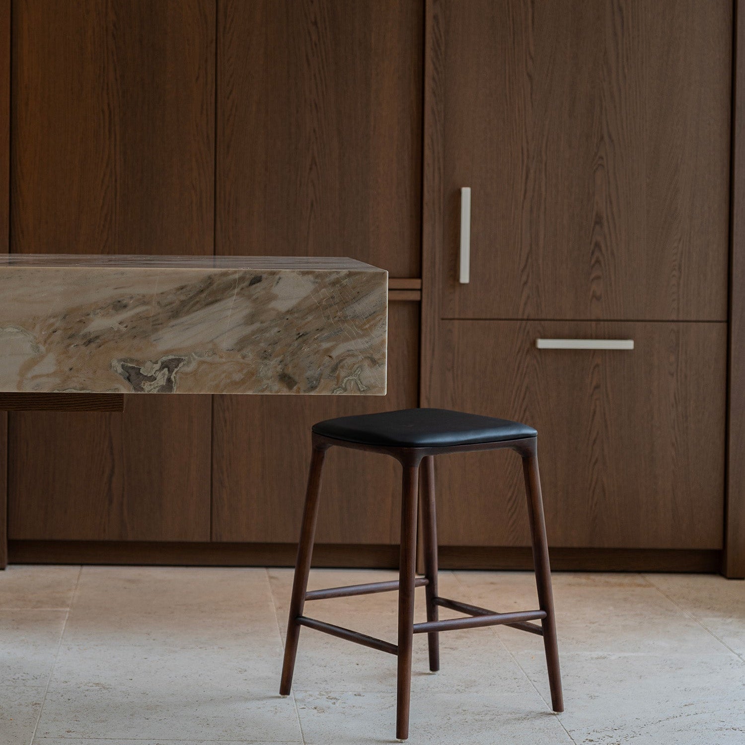Nora backless bar stool with leather seating I Mowelli